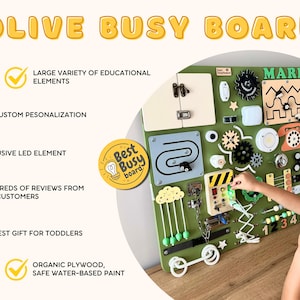 Large Olive Green Busy Board, Goddaughter Gifts, Eco Friendly Toy ...