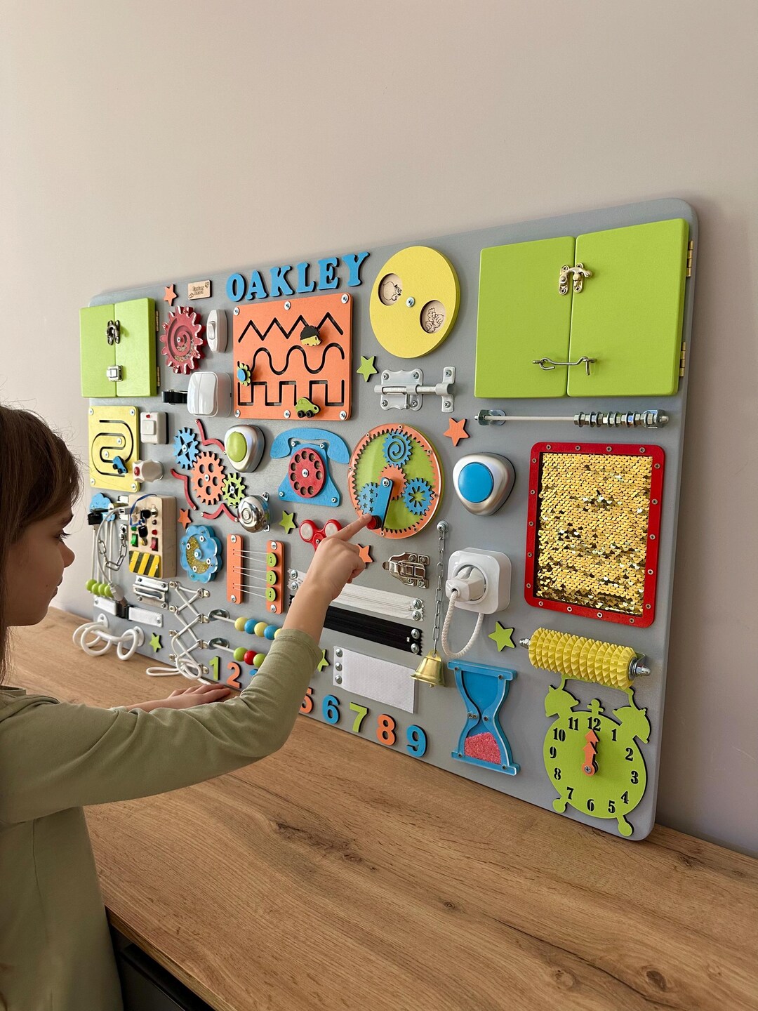 Colorful Large Wall Busy Board, Handmade Organic Sensory Toys Toddler ...