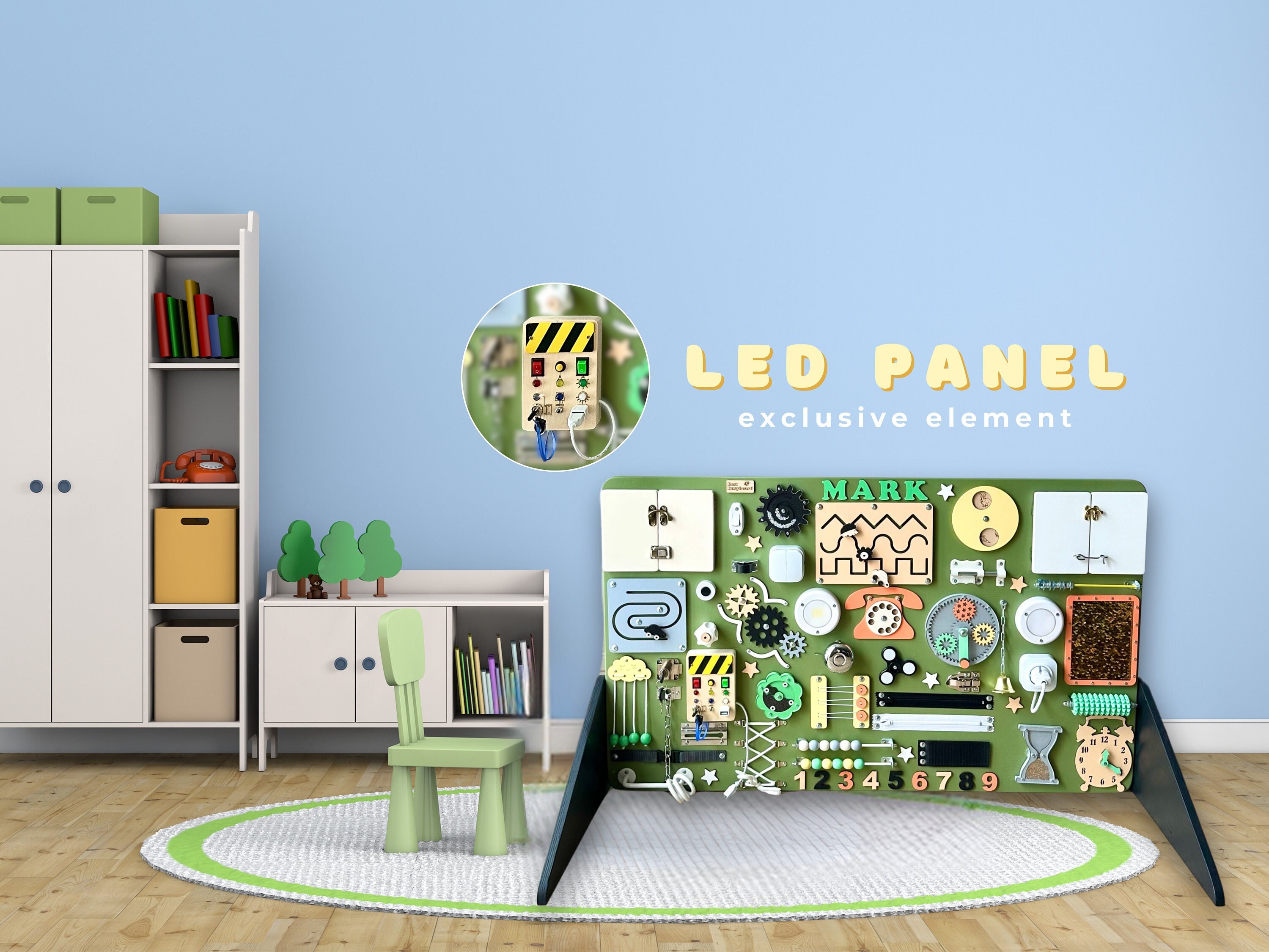 Large Green Fidget Activity Board, Handmade Montessori Busy Board ...