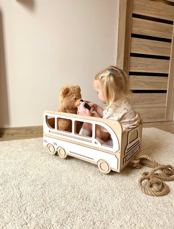 Montessori Furniture Bus Shaped Toy Box boho Nursery Organization Kids Rolling Toy Storage Toy Organization baptism Gift Idea Niece Gift Etsy UK
