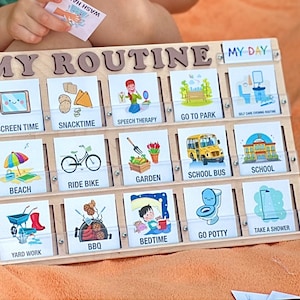 Montessori Chore Chart for Kids, Wooden Kids Routine Chart, Homeschool ...