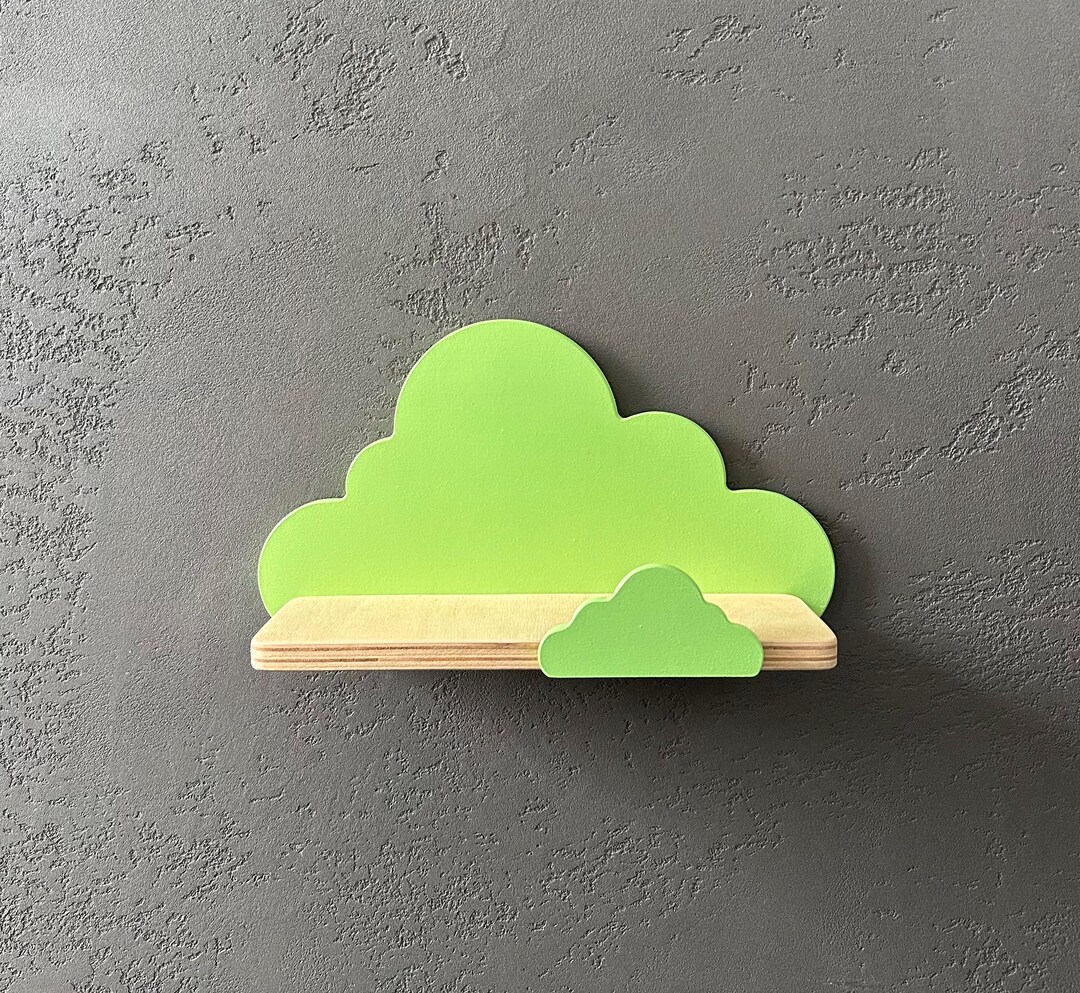 Colorful Green Cloud Hanging Bookshelf, Wooden Kids Shelf, Grandchild ...