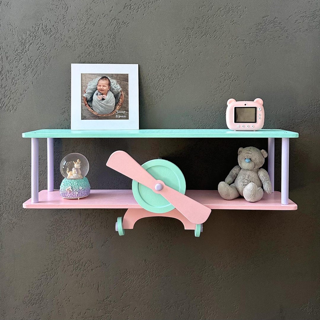 Wooden Plane Floating Shelf, Toddler Room Decor, Aviation Nursery Wall ...