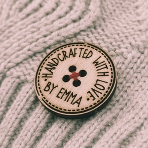 Handmade Clothing Label, Wooden Label, Personalized Tag, Wooden Buttons ...