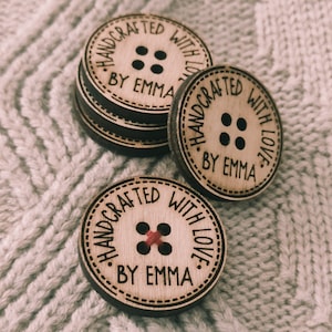 Handmade Clothing Label, Wooden Label, Personalized Tag, Wooden Buttons ...