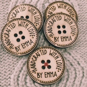 Handmade Clothing Label, Wooden Label, Personalized Tag, Wooden Buttons ...