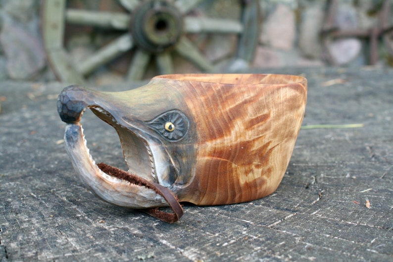 Sockeye Fish Kuksa Guksi Wooden Mug Hand Carved Cup With | Etsy
