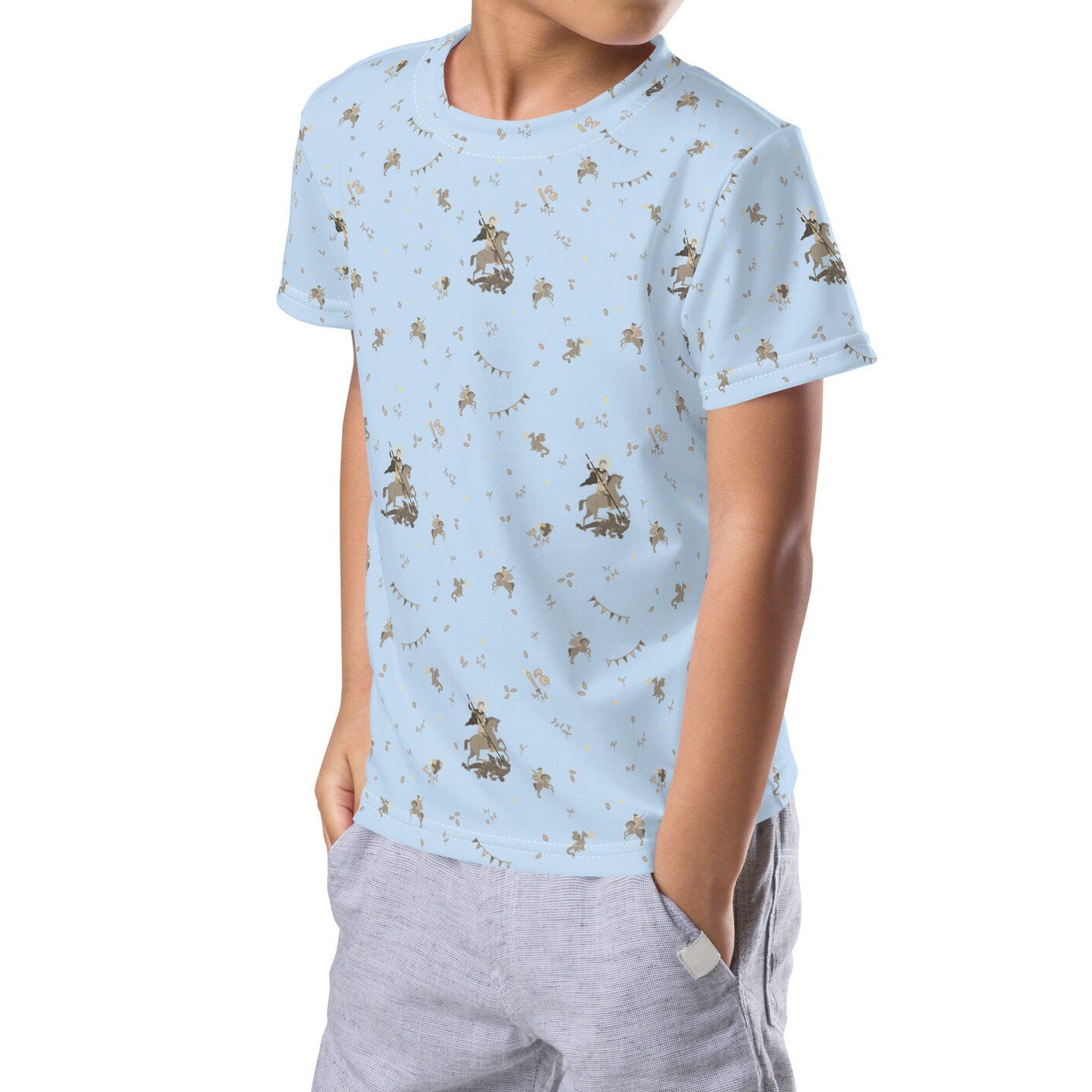 St. George Pattern Catholic T-shirt With Dragons Knights - Etsy