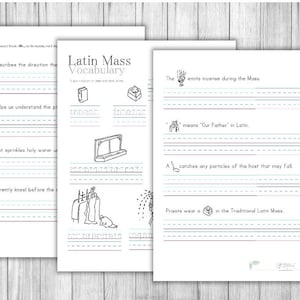 Catholic Handwriting Worksheet Set Featuring Traditional Latin Mass ...