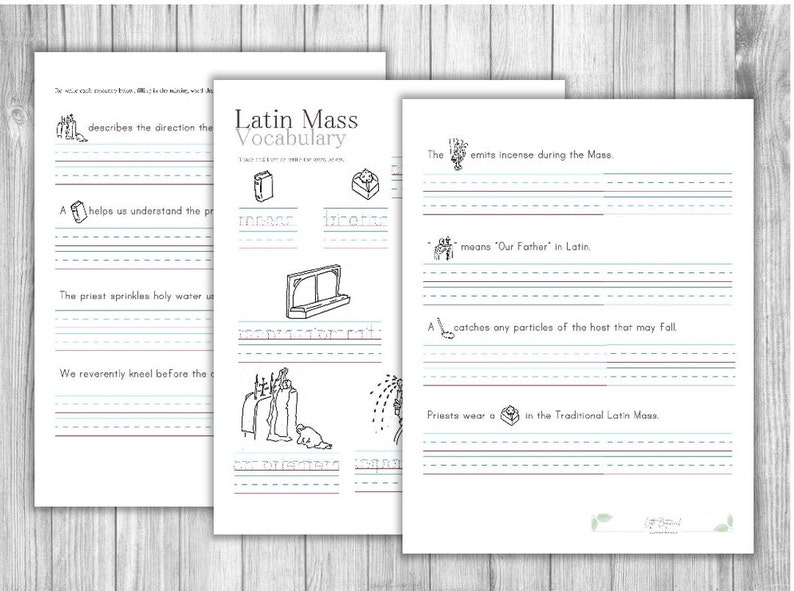 Catholic Handwriting Worksheet Set Featuring Traditional Latin Mass ...