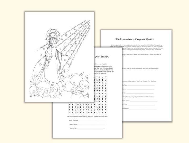 The Assumption of Mary Feast Day Activity Packet, TWO VERSIONS for ...