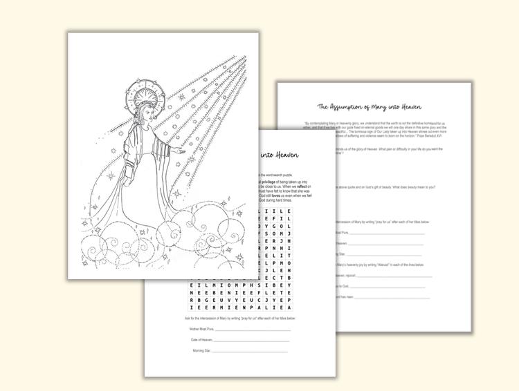 The Assumption of Mary Feast Day Activity Packet, TWO VERSIONS for ...