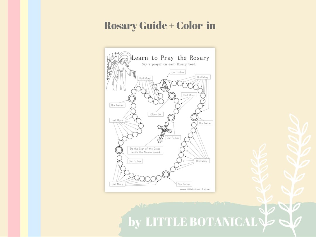 Easy Rosary Guide to Color-in for Catholic School Teachers, Homeschool ...