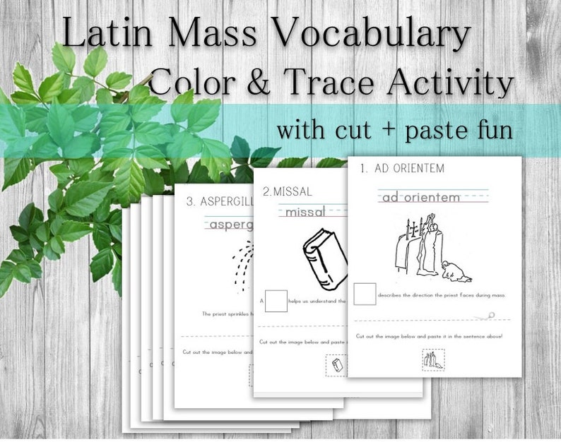 Traditional Latin Mass Vocabulary Pre-k Worksheet Packet for Learning ...