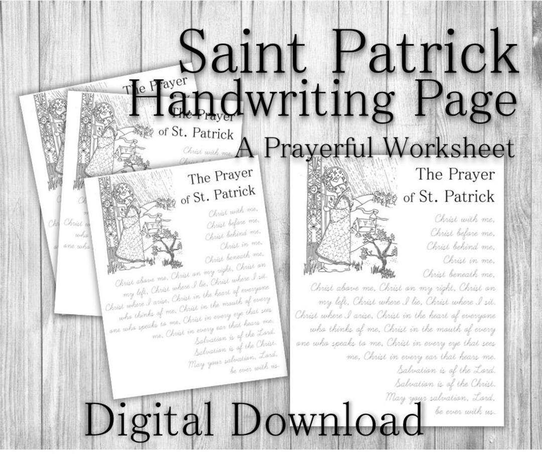 St. Patrick Printable Prayer and Activity Sheet With Traceable Cursive ...