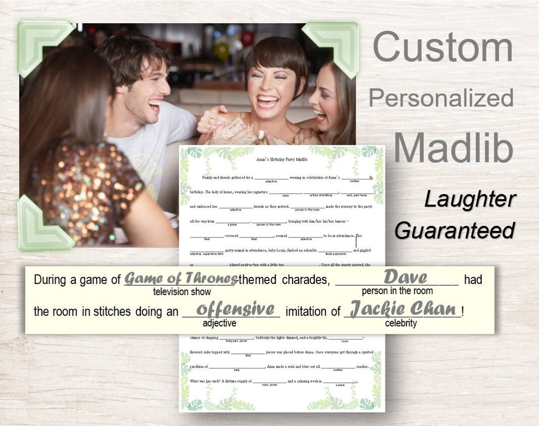 HILARIOUS Personalized Madlib Customized With Your Inside Jokes ...
