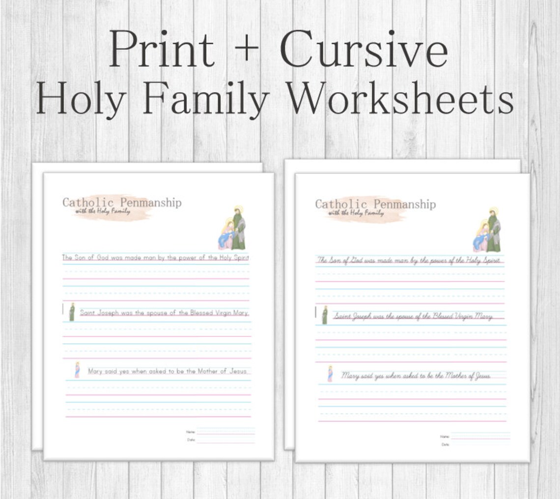 Catholic Penmanship Worksheet Packet W/ Print & Cursive Options ...