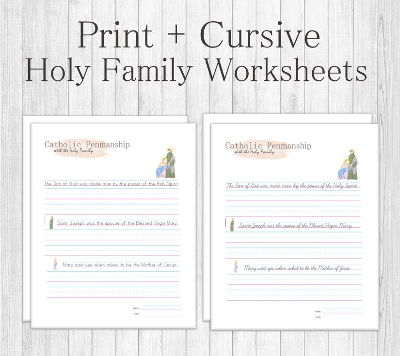 Catholic Penmanship Worksheet Packet W/ Print & Cursive Options ...