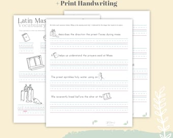 Latin Catholic Prayer Copywork - Cursive Handwriting Practice | Pater ...