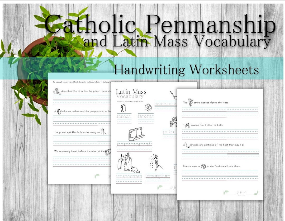 Catholic Handwriting Worksheet Set Featuring Traditional Latin Mass ...