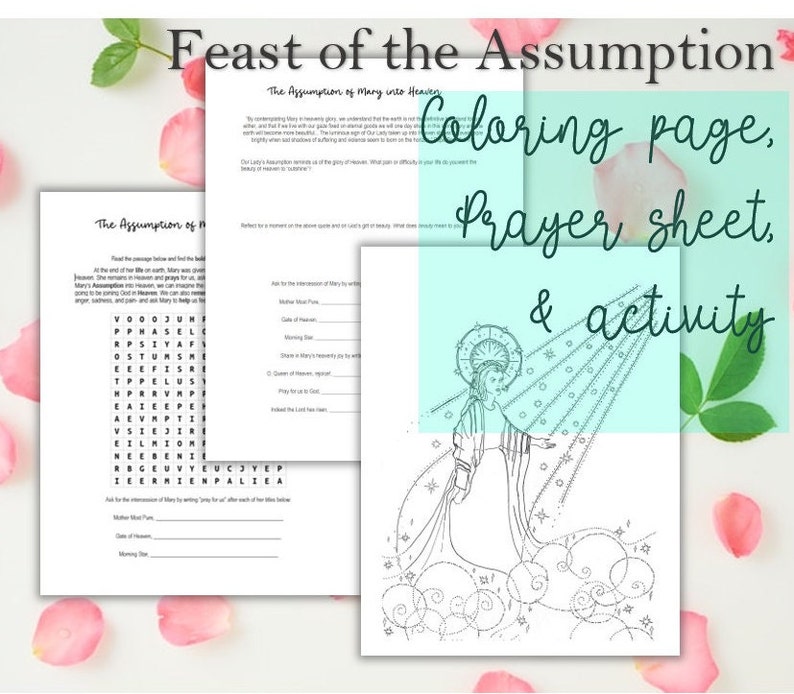 The Assumption of Mary Feast Day Activity Packet, TWO VERSIONS for ...