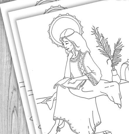 St. Catherine of Alexandria Printable Coloring Page: Visionary, Martyr ...