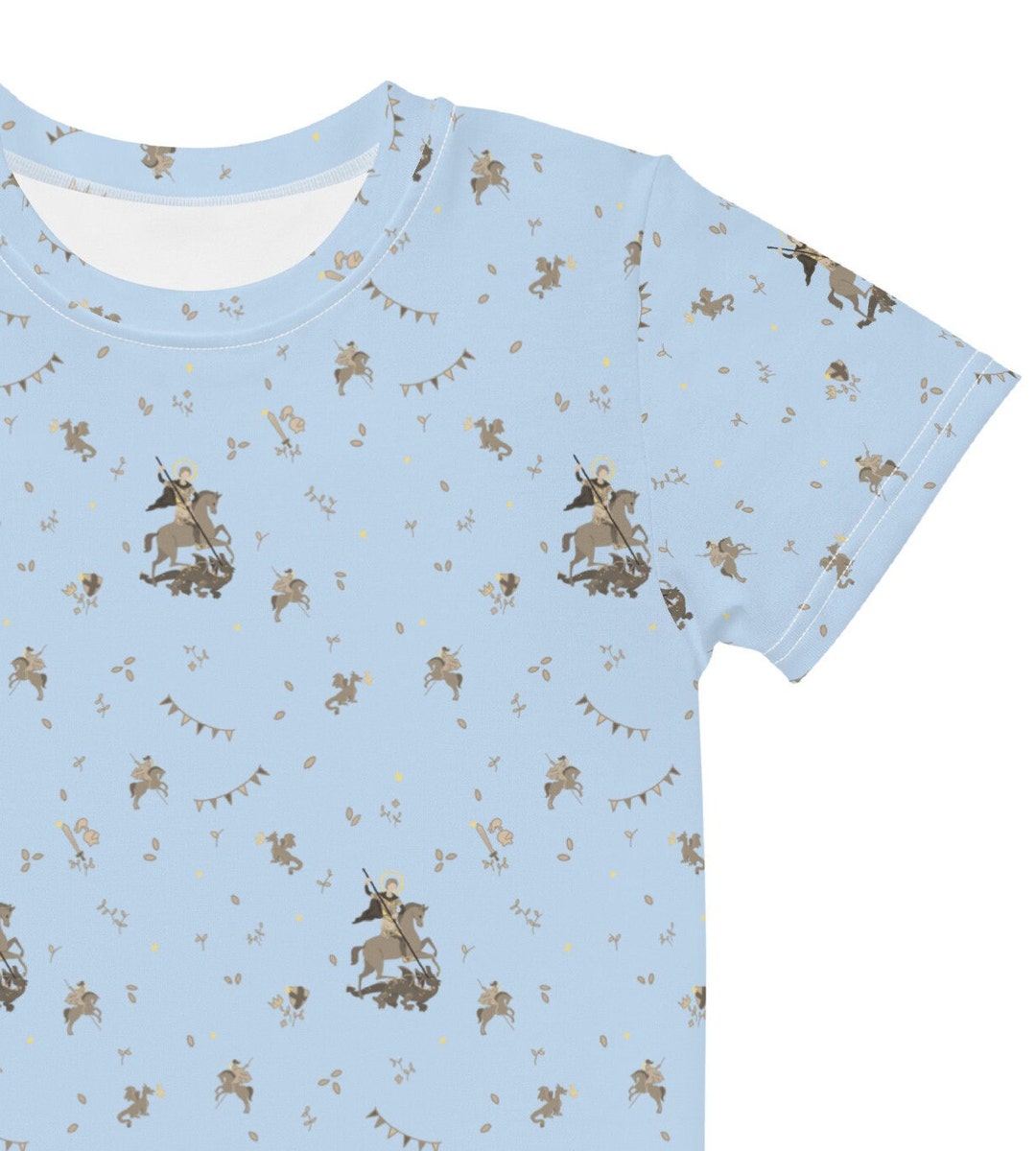 St. George Pattern Catholic T-shirt With Dragons, Knights, Swords, and ...