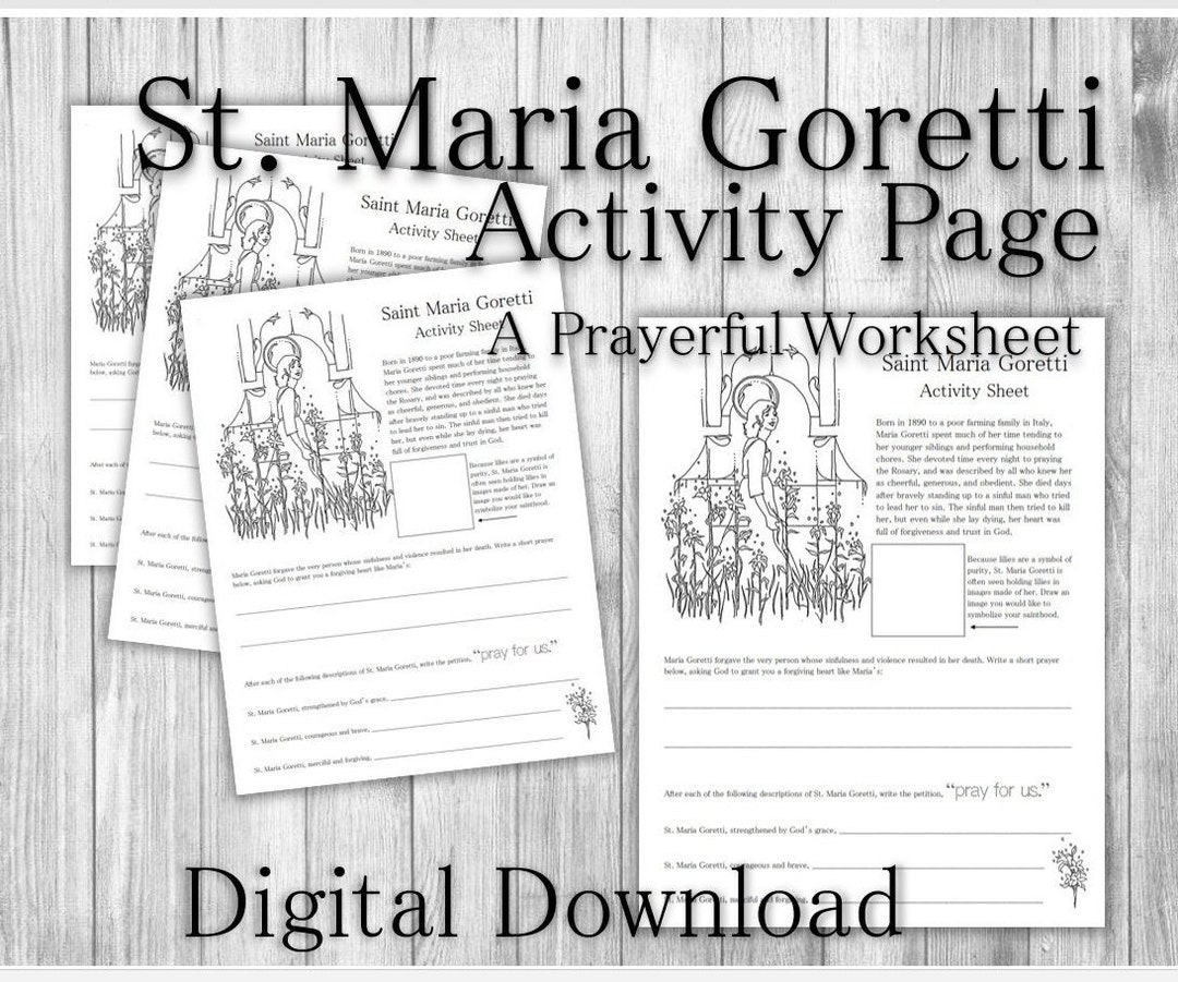 St. Maria Goretti Printable Prayer Journal Worksheet for Writing ...