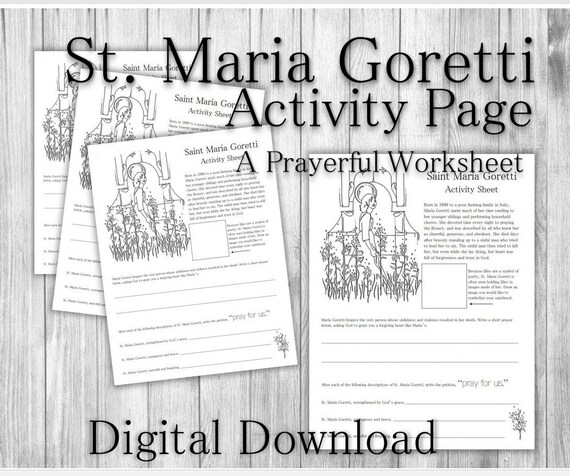 St. Maria Goretti Printable Prayer Journal Worksheet for - Etsy