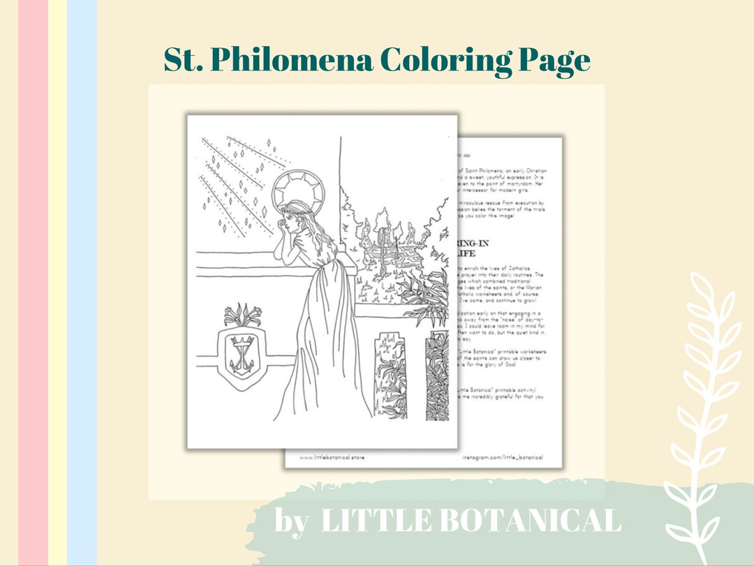 St. Philomena Printable Coloring Page: Patron Saint of Young Girls ...