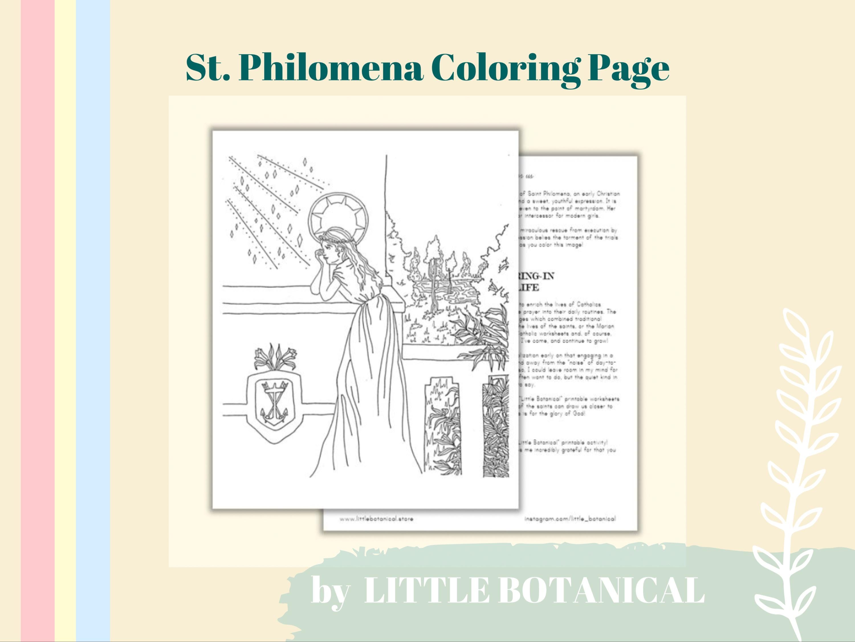 St. Philomena Printable Coloring Page: Patron Saint of Young Girls ...