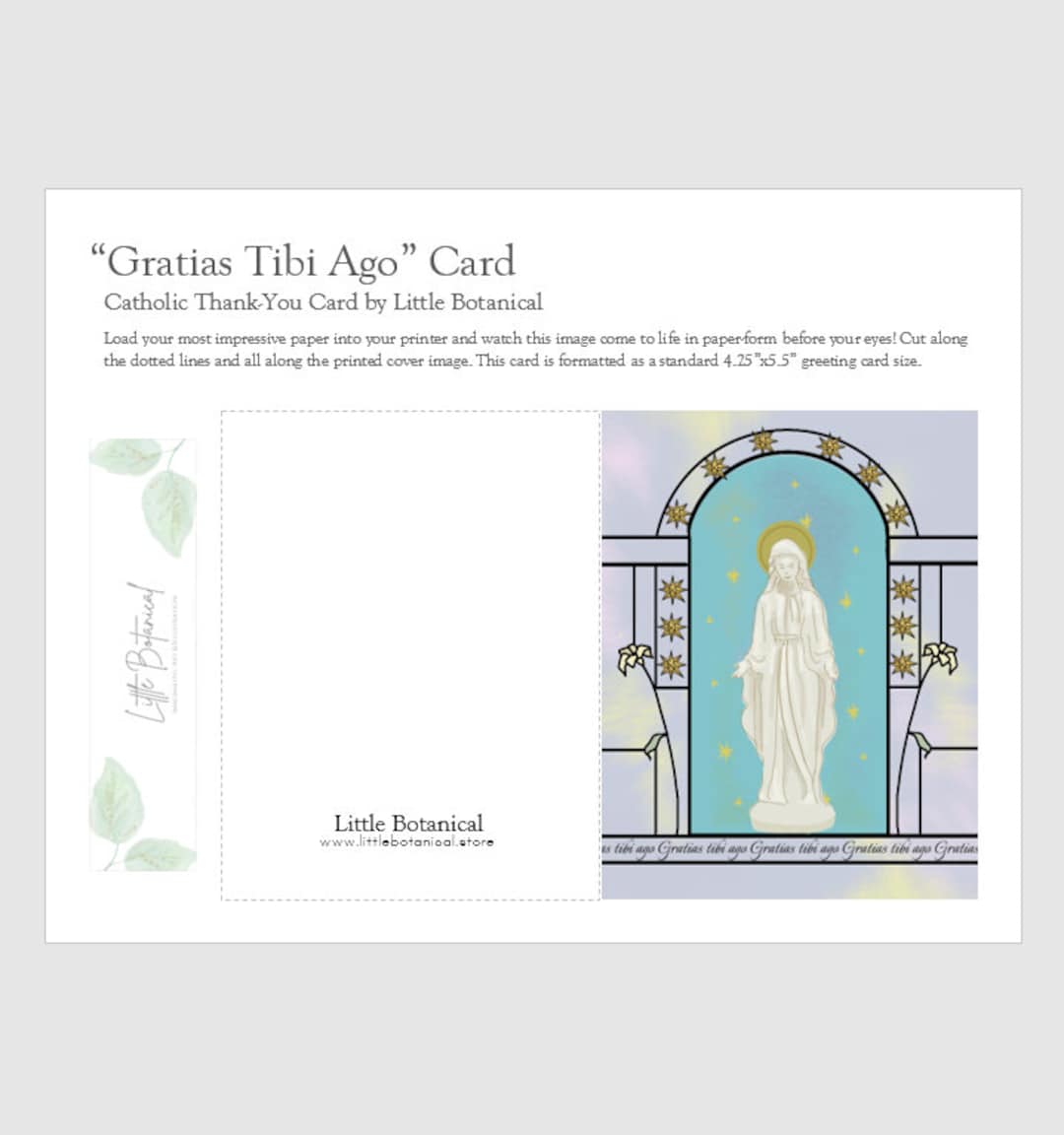 Printable Catholic Thank You Card With Latin Text, Standard Size ...