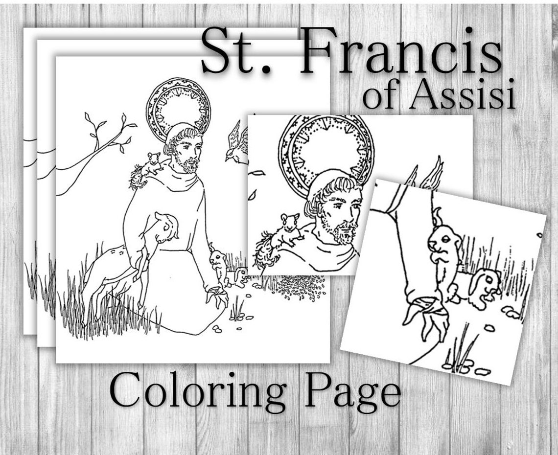 St. Francis of Assisi Printable Coloring Page Featuring Woodland ...