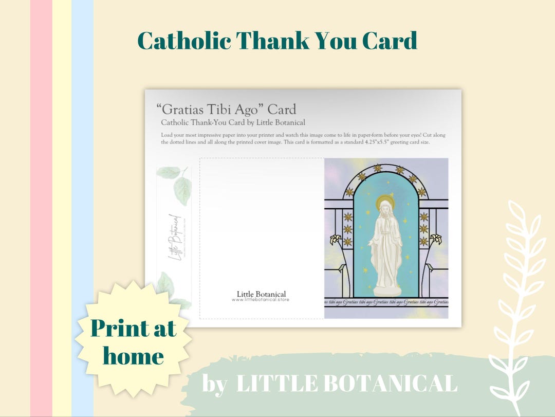 Printable Catholic Thank You Card With Latin Text, Standard Size ...