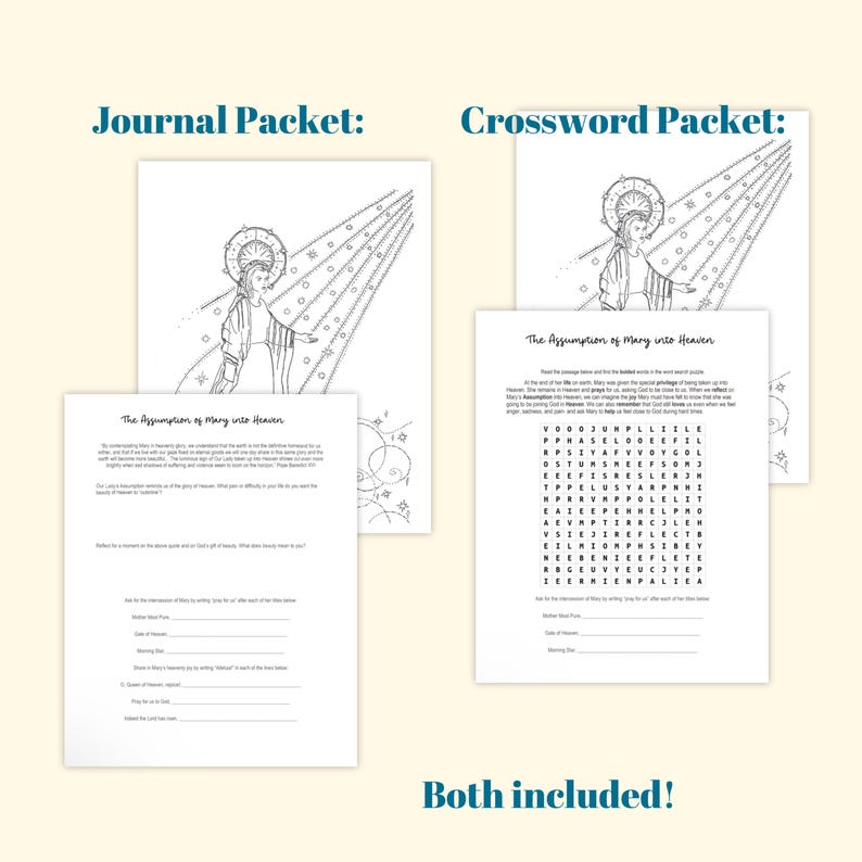 The Assumption of Mary Feast Day Activity Packet, TWO VERSIONS for ...