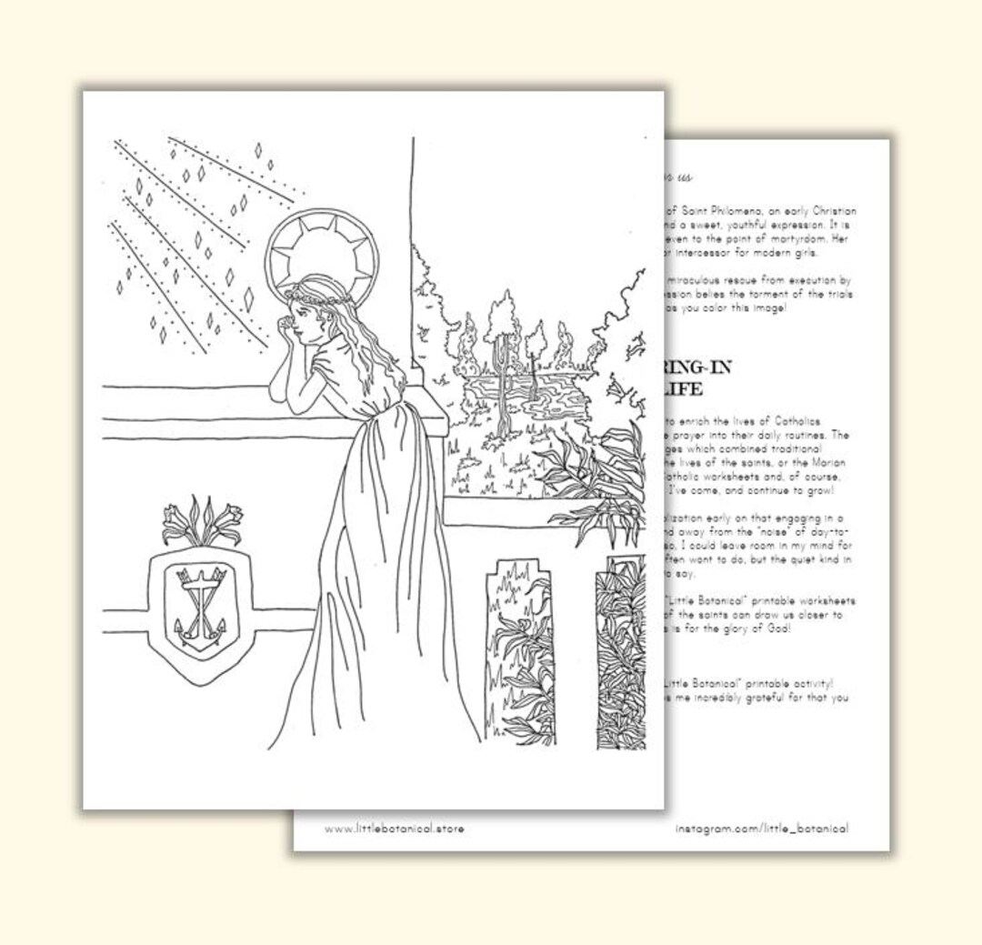 St. Philomena Printable Coloring Page: Patron Saint of Young Girls ...