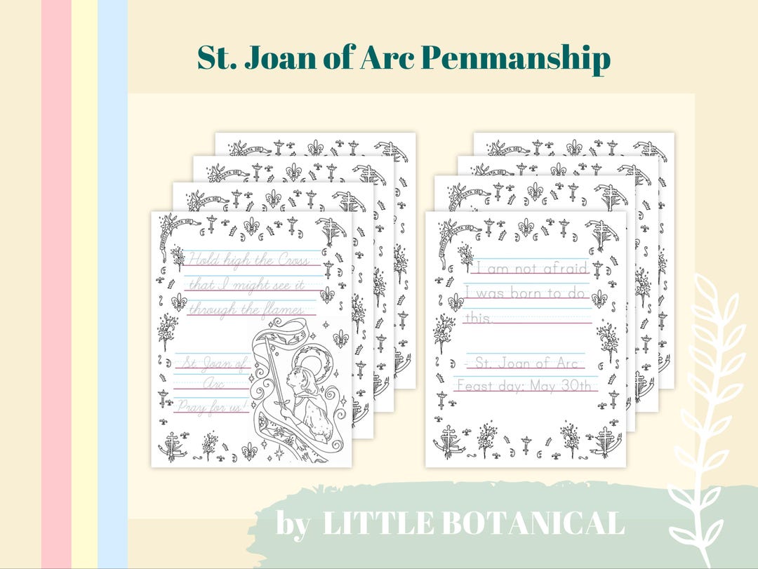 St. Joan of Arc Handwriting Practice: Cursive & Print (PDF Download - Etsy