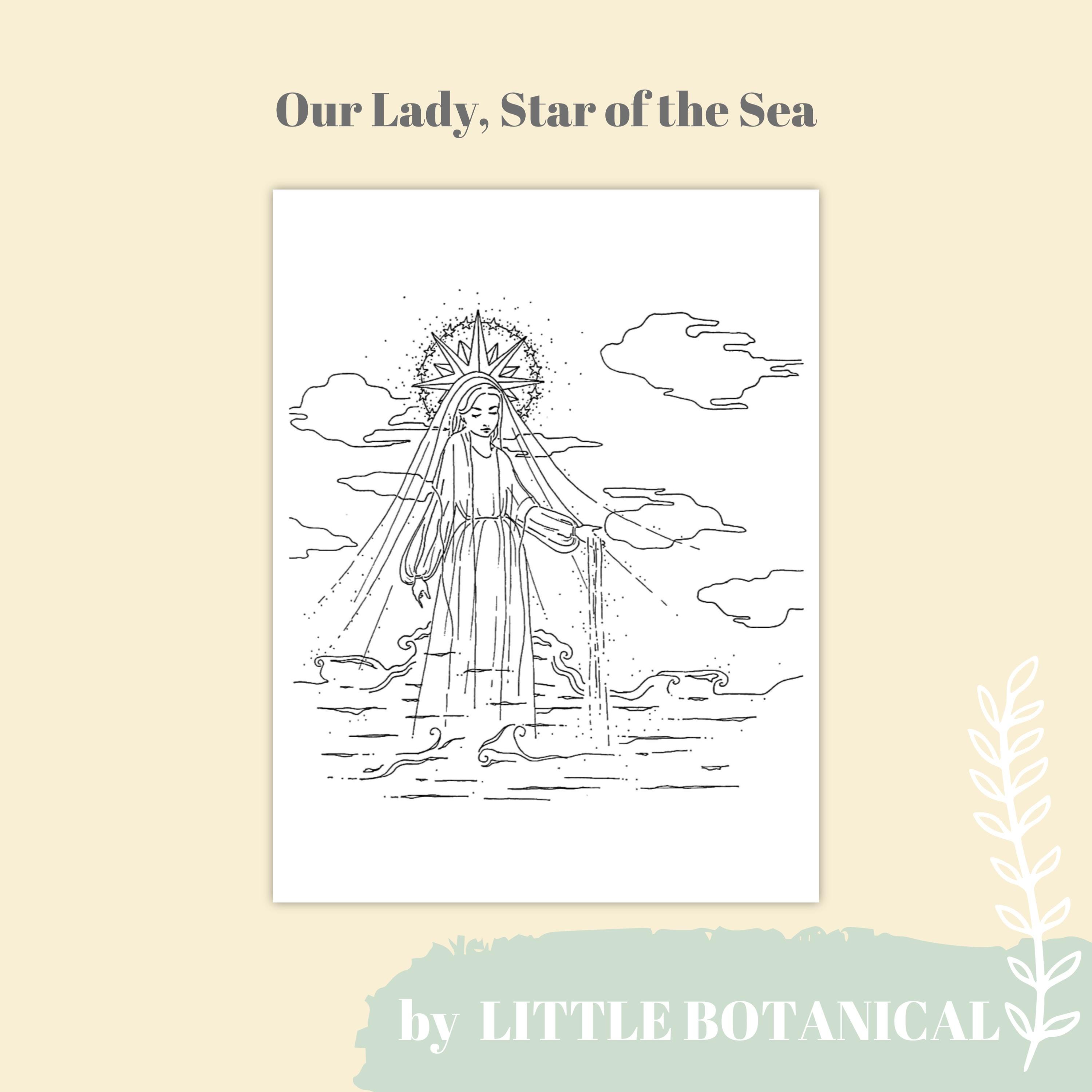 Our Lady Star of the Sea Coloring Page for Children & Adults Catholic ...