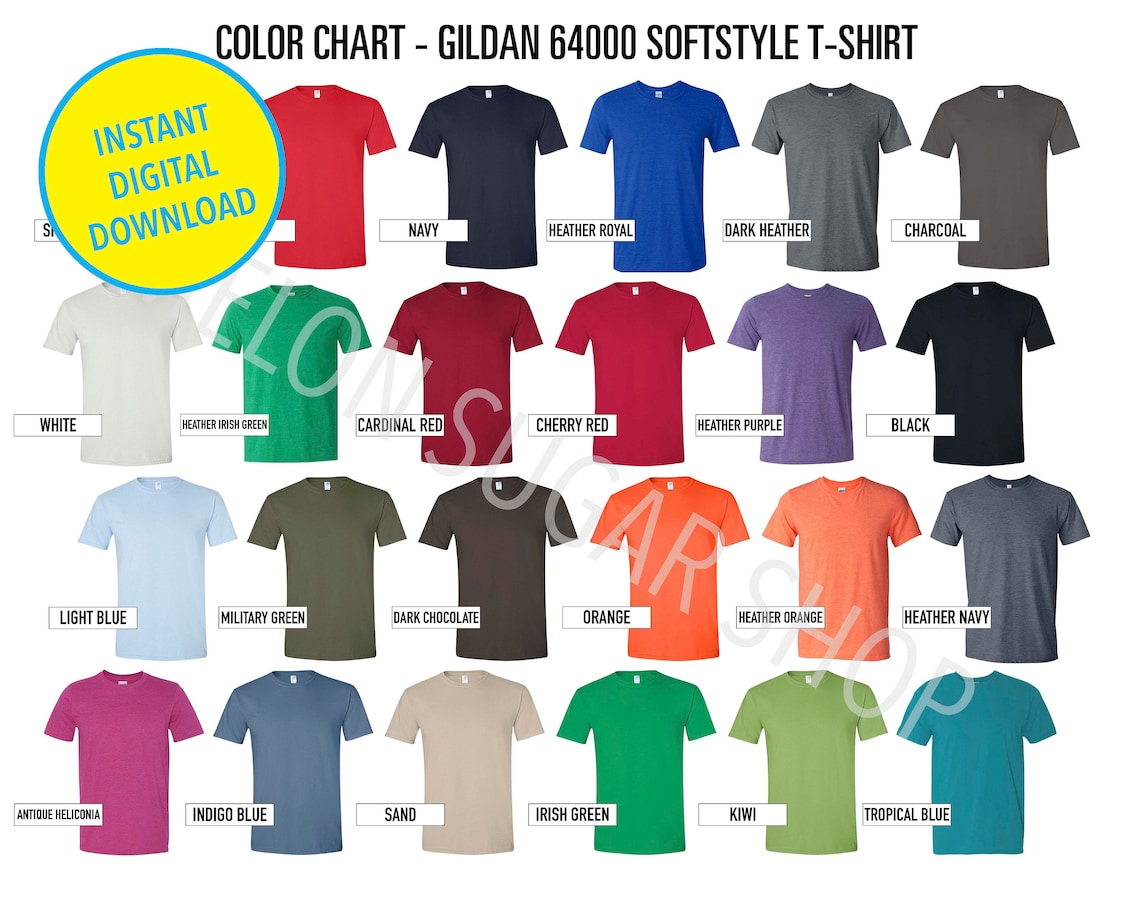 Gildan 64000 Color Chart | 640 Color Chart Crew Neck | Every Color ...