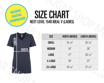 V Neck Size Chart - Etsy