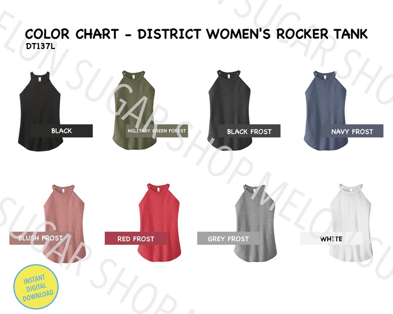 District DT137L Color Chart, District Women’s Perfect Tri Rocker Tank ...