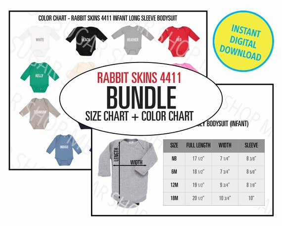 Rabbit Skins 4411 Color and Size Chart Color Chart Mockup | Etsy