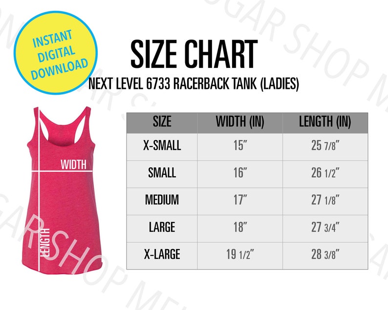 Next Level 6733 Size Chart | Next Level Size Chart | Tri-blend ...