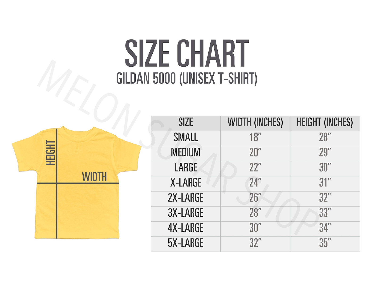 Gildan 5000 Size Chart Gildan Size Chart Gildan Size Chart Mockup