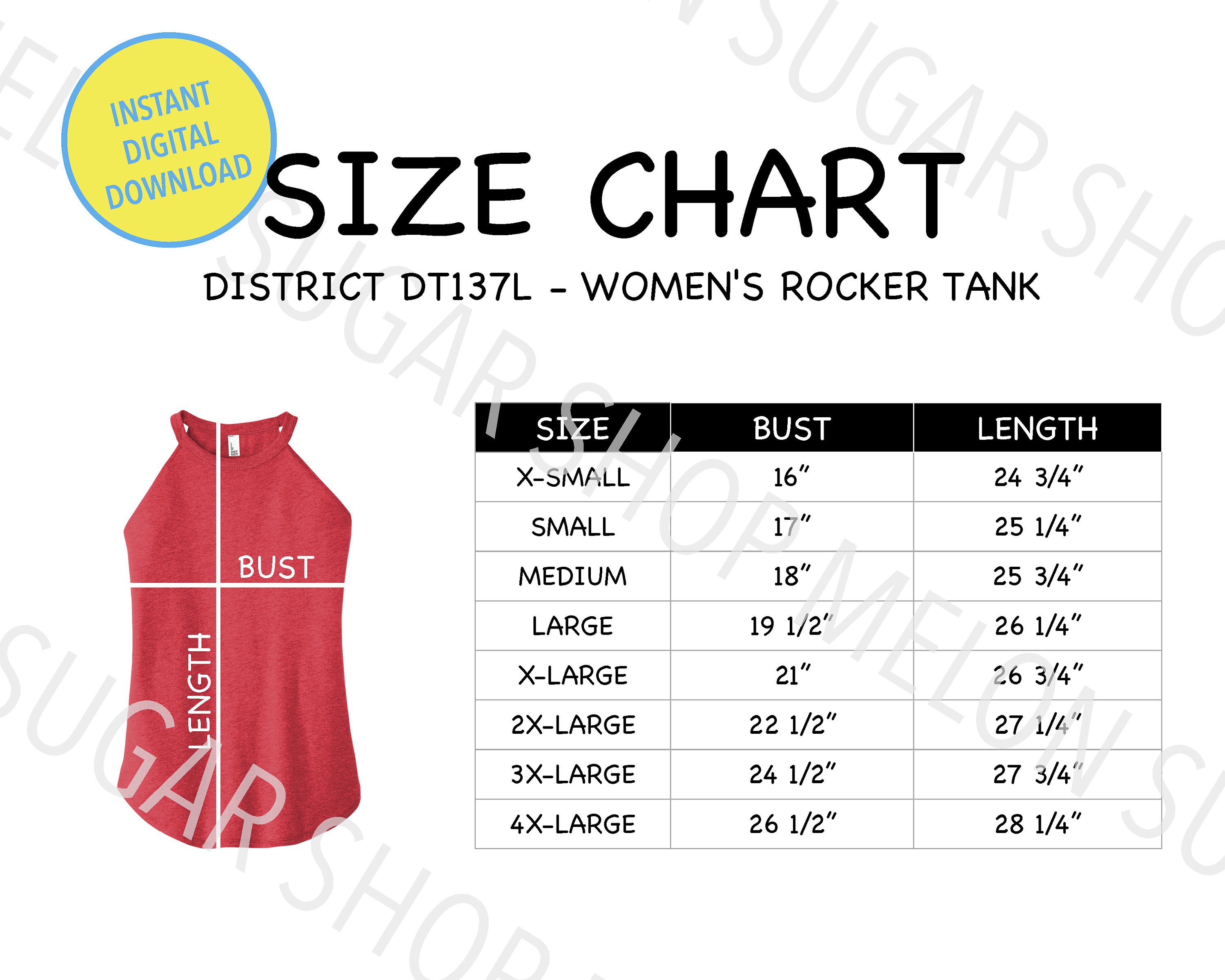 District DT137L Size Chart, District Women’s Perfect Tri Rocker Tank ...