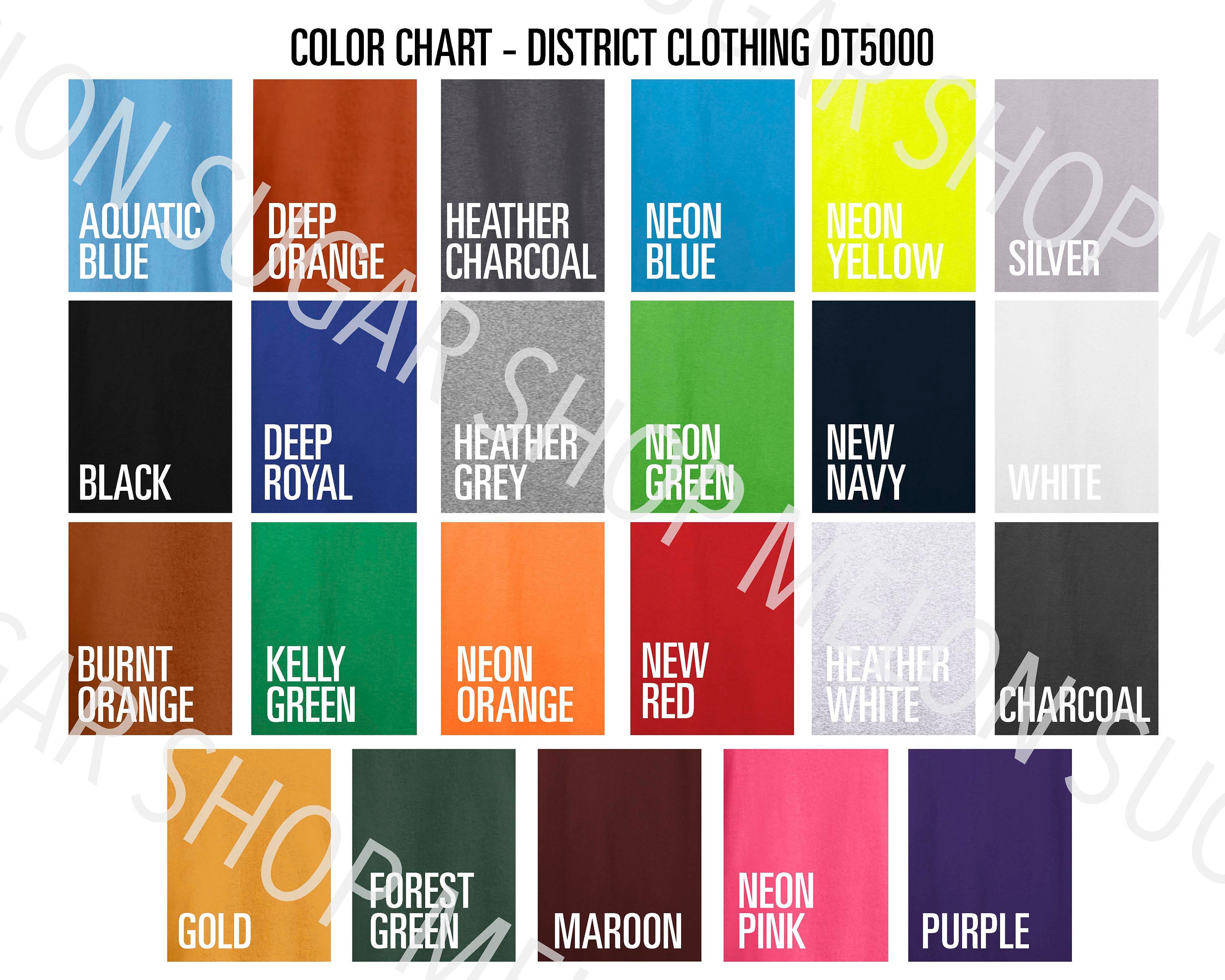 District DT5000 Color Chart | Every Color Digital File | District Color ...