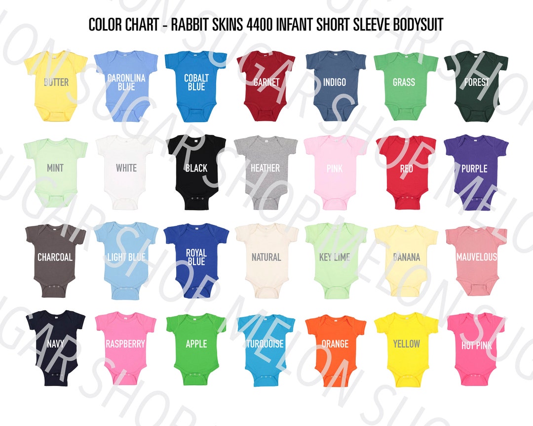 Rabbit Skins 4400 Color Chart | RS 4400 Size Chart | Baby Onesie RS4400 ...