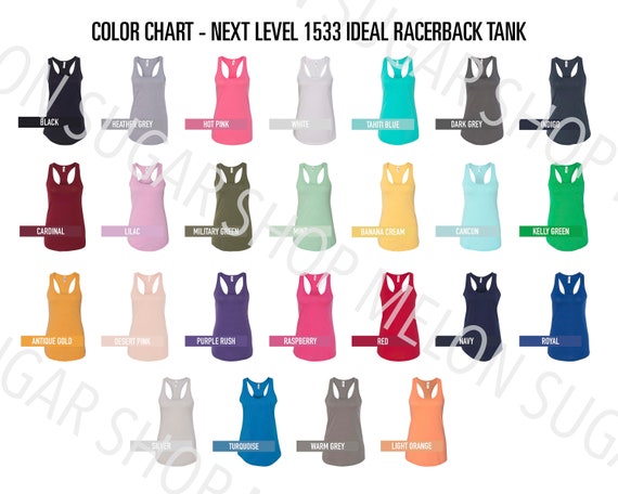 Next Level 1533 Color Chart / Next Level Size Chart / NEXT - Etsy España
