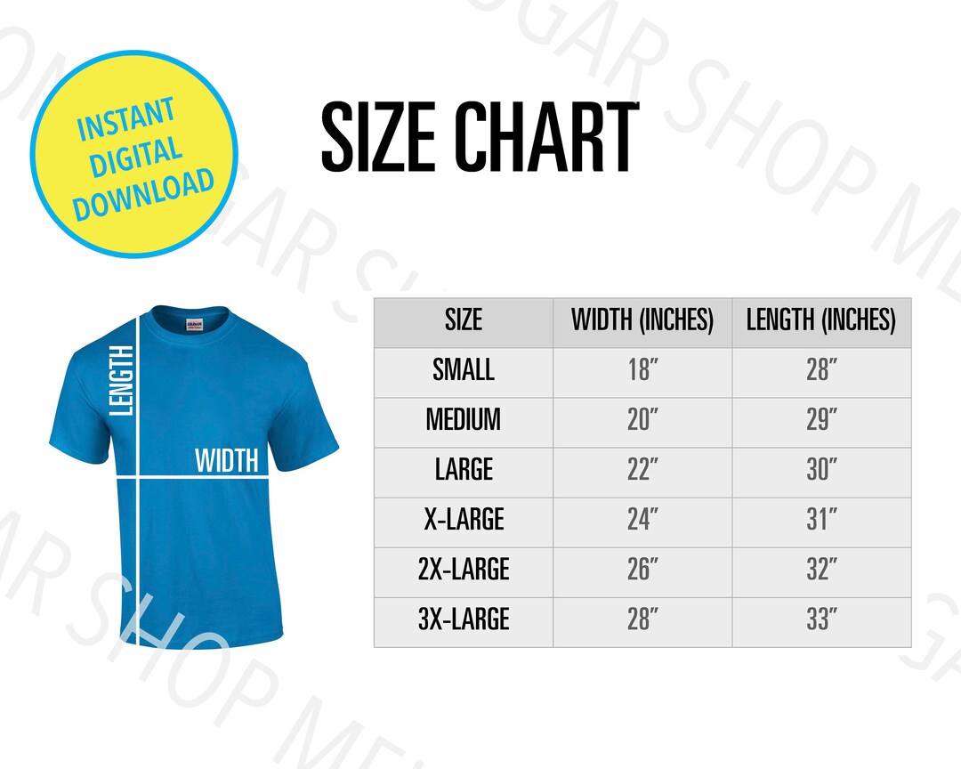 Gildan 2000 Size Chart | Gildan Size Chart | Gildan Unisex Ultra Cotton ...