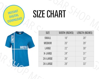 Gildan 2000 Size Chart | Size Chart for Unisex Ultra Cotton Tee ...